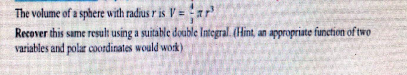 Solved The volume of a sphere with radius r is V = = =- | Chegg.com