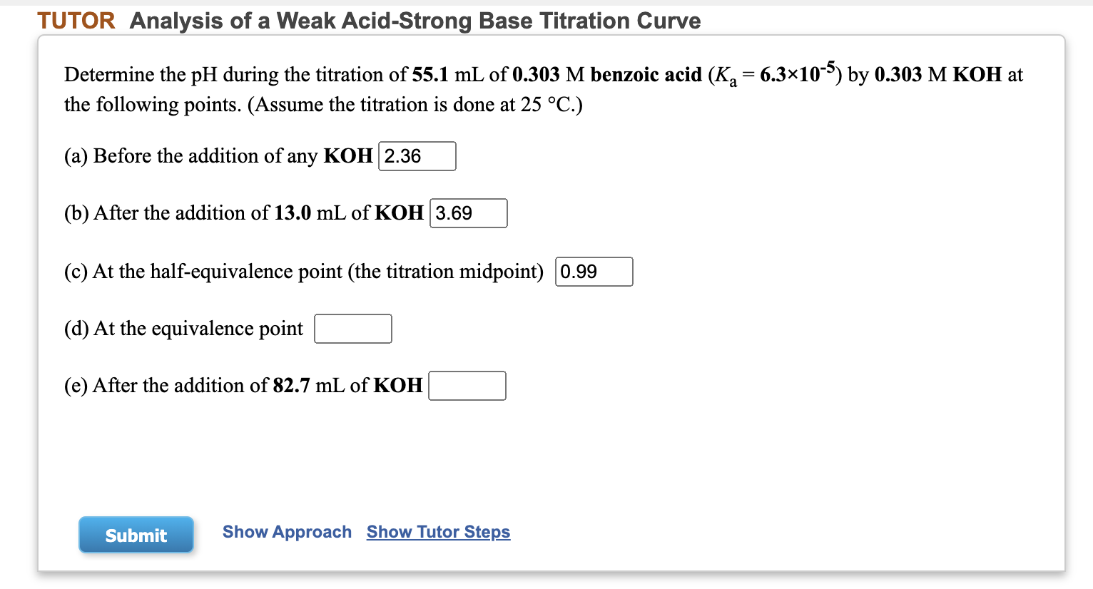 Solved TUTOR Analysis of a Weak Acid-Strong Base Titration | Chegg.com