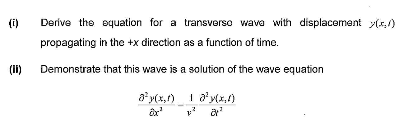 Solved (i) Derive the equation for a transverse wave with | Chegg.com