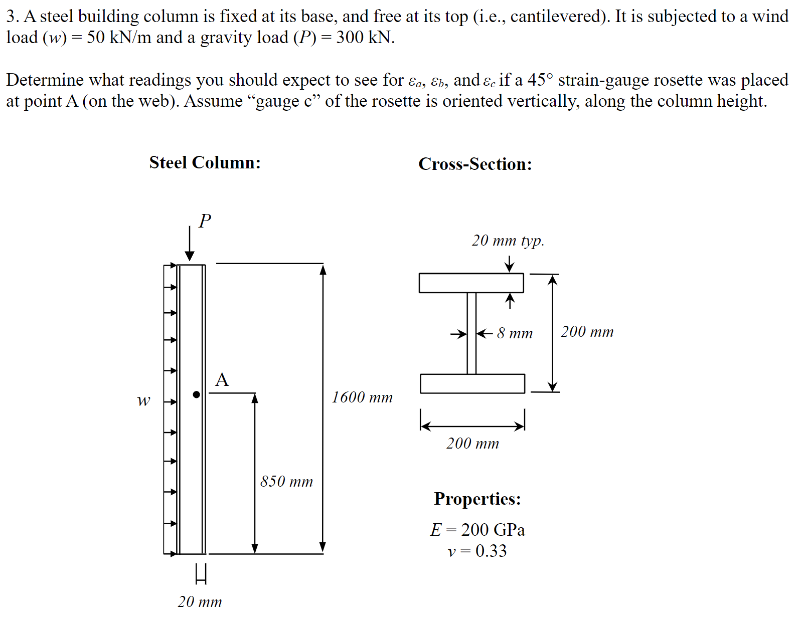 3. A steel building column is fixed at its base, and | Chegg.com