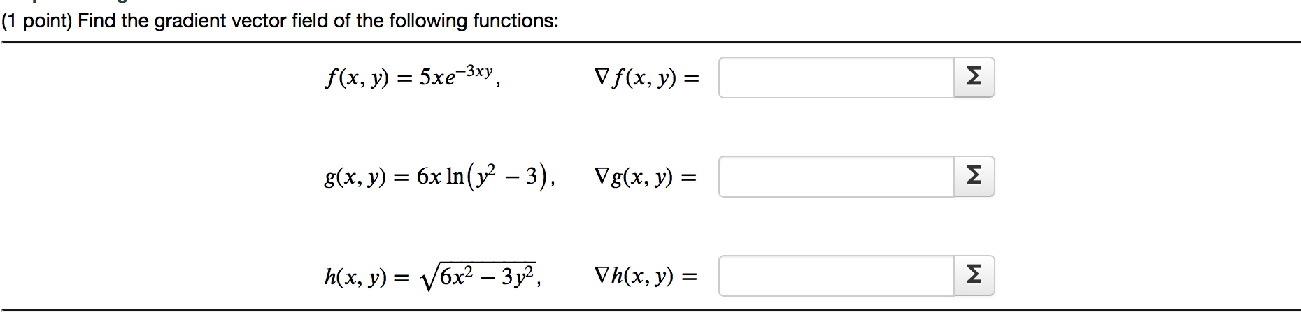 Solved (1 point) Find the gradient vector field of the | Chegg.com