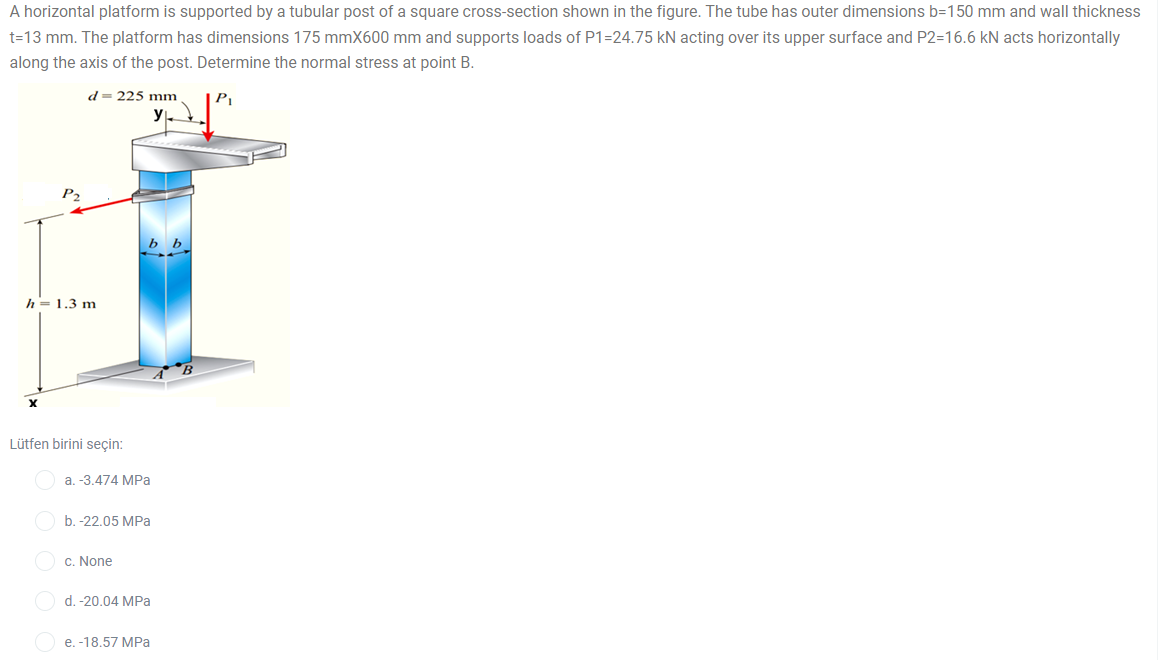 Solved A horizontal platform is supported by a tubular post | Chegg.com