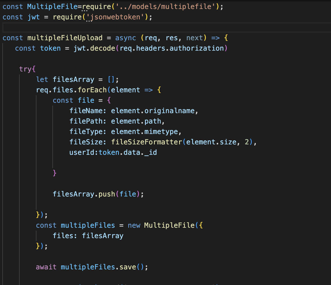 Solved uploding files in Mongo DB using Express JS and | Chegg.com