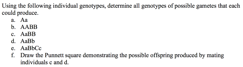 Solved Using the following individual genotypes, determine | Chegg.com