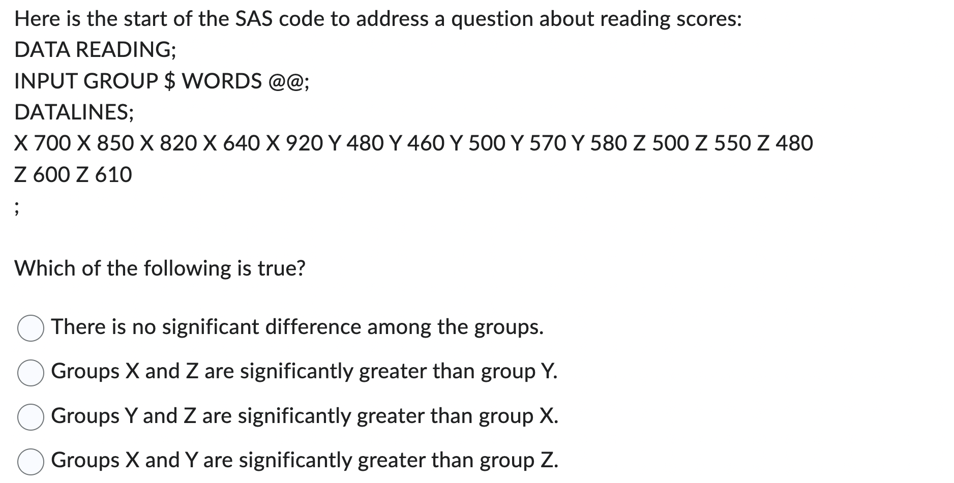 Solved Here is the start of the SAS code to address a | Chegg.com