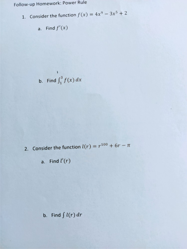 Solved 1) Consider the function f(x)=4x^9 -3x^5 +2 a. Find | Chegg.com