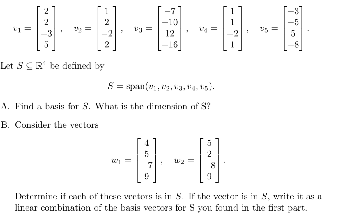 Solved Problem 8. In each part, you are given a matrix A and | Chegg.com