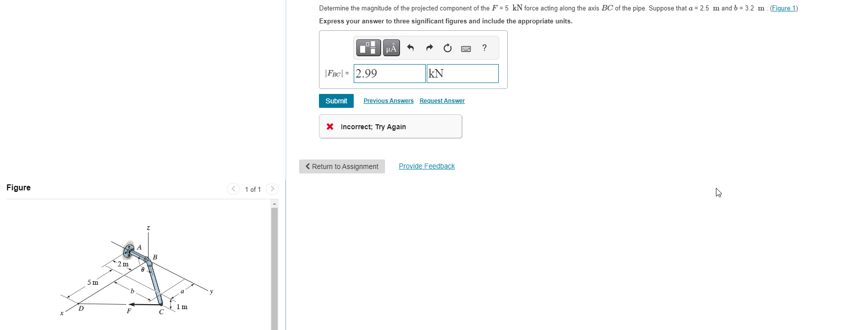 Solved Determine the magnitude of the projected component of | Chegg.com