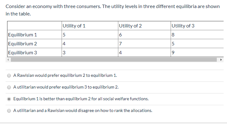Solved Consider an economy with three consumers. The utility | Chegg.com