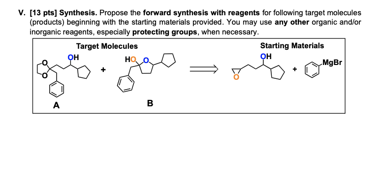 Solved V. [13 pts] Synthesis. Propose the forward synthesis | Chegg.com
