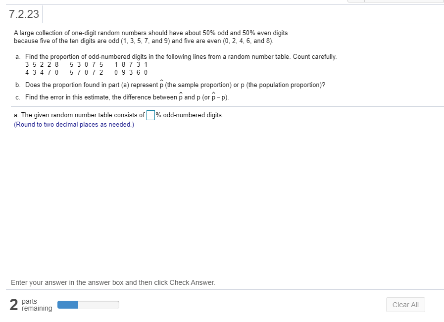 Solved 7.2.23 A large collection of one-digit random numbers | Chegg.com