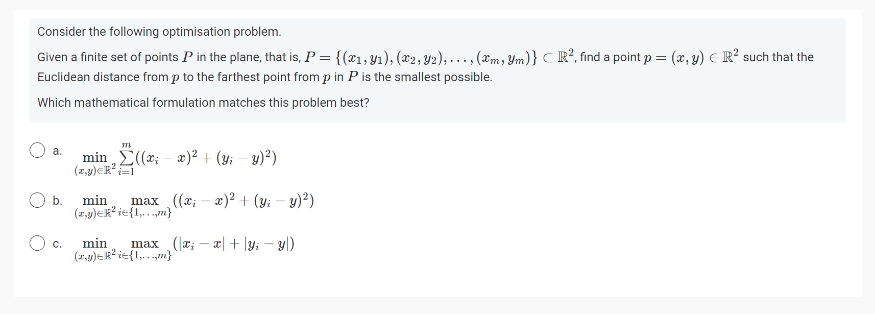 Solved Consider the following optimisation problem. Given a | Chegg.com