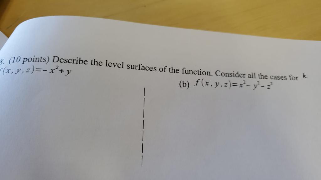 Solved 8. (10 points) Describe the level surfaces of the | Chegg.com