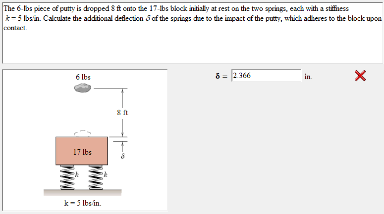 Solved The 6-lbs piece of putty is dropped 8ft onto the 17 | Chegg.com