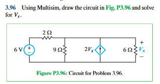 Solved 3.96 Using Multisim, draw the circuit in Fig. P3.96 | Chegg.com