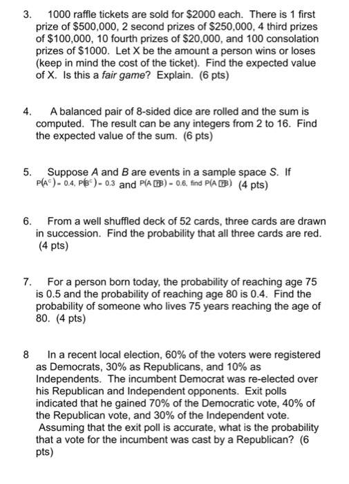 Solved 1000 raffle tickets are sold for $2000 each. There is | Chegg.com