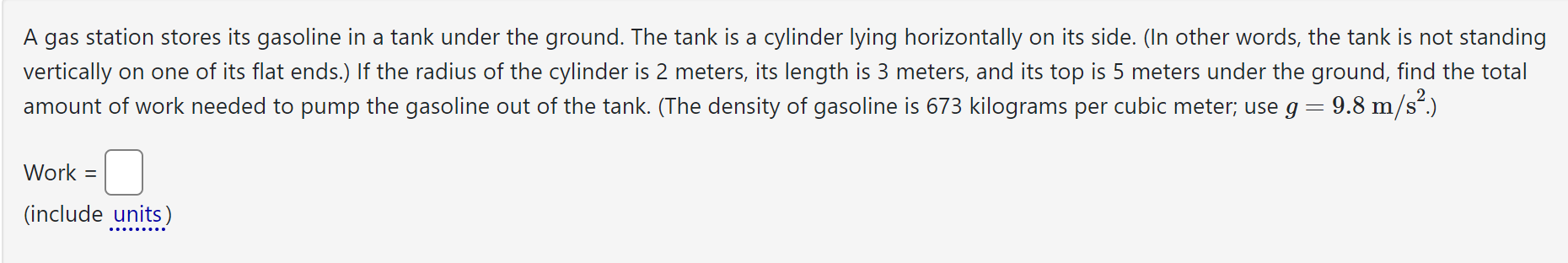 Solved A gas station stores its gasoline in a tank under the | Chegg.com