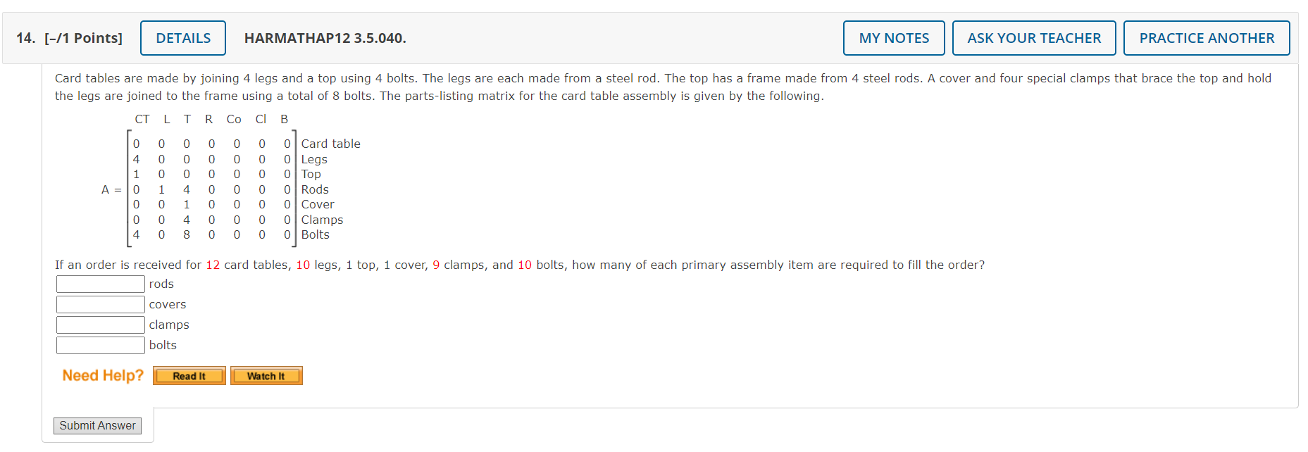 Solved the legs are joined to the frame using a total of 8 | Chegg.com