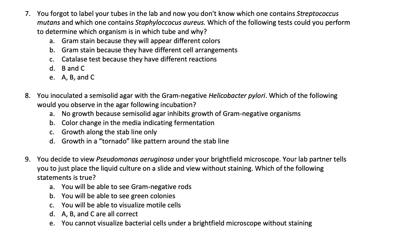 Solved 7. You forgot to label your tubes in the lab and now | Chegg.com