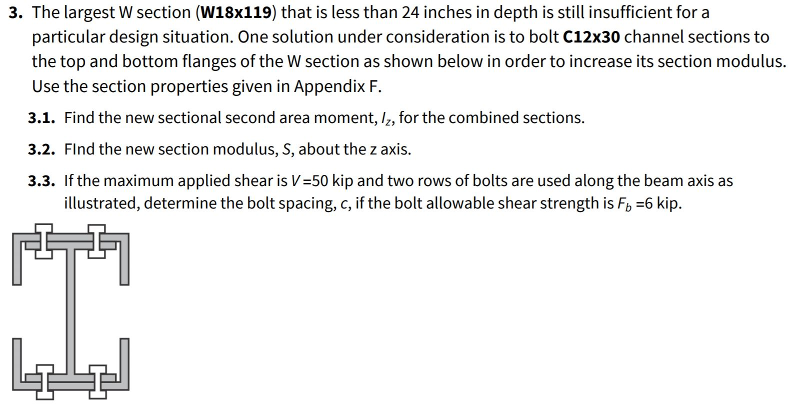 3. The largest W section (W18x119) that is less than | Chegg.com