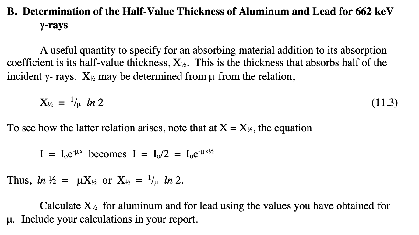 B. Determination of the Half-Value Thickness of | Chegg.com