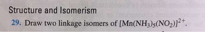 Solved Structure And Isomerism Draw Two Linkage Isomers Of