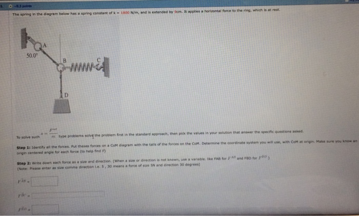 Solved The spring in the diagram below has a spring constant | Chegg.com