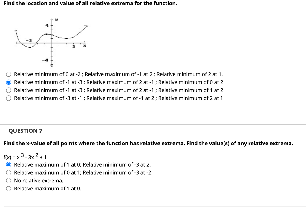 Solved Find the location and value of all relative extrema | Chegg.com