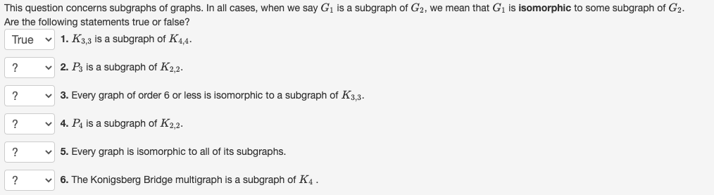 Solved This question concerns subgraphs of graphs. In all | Chegg.com
