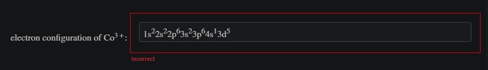 Solved electron configuration of Co3+ : | Chegg.com