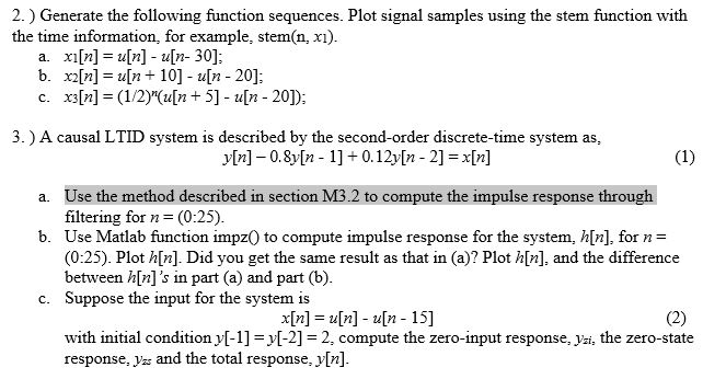 Solved 2.) Generate the following function sequences. Plot | Chegg.com