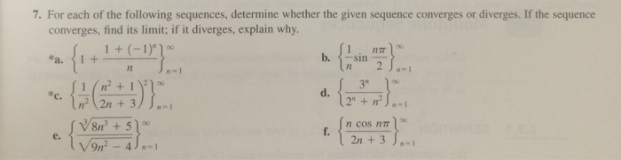 Solved For each of the following sequences, determine | Chegg.com