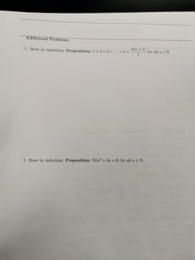 Solved Additional Problems n(n+1) for all n EN. 1. Show by | Chegg.com
