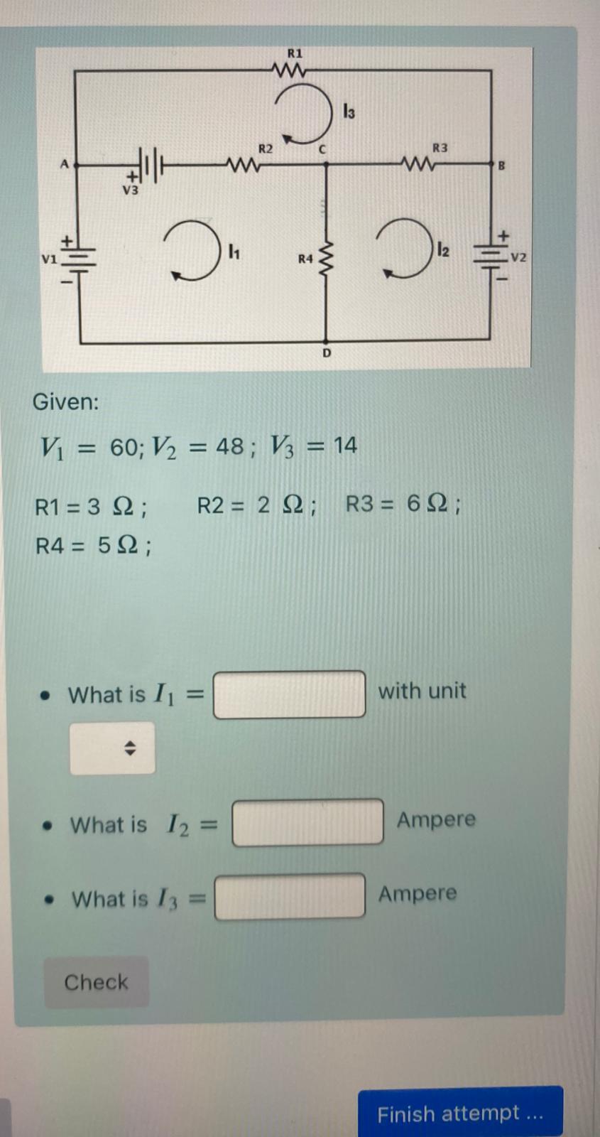 Solved R1 13 R2 R3 B V3 O 12 vi R4 V2 D Given: Vi = 60; V2 = | Chegg.com