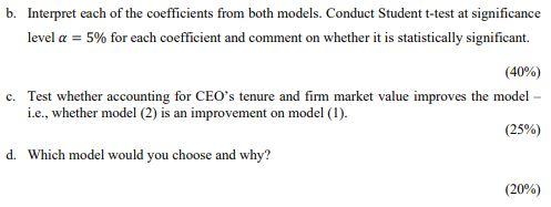 Solved Use the uploaded dataset titled 'ceosal2' to model | Chegg.com