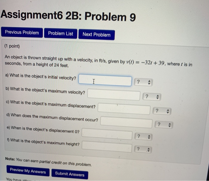 Solved Assignment6 2B: Problem 9 Previous Problem Problem | Chegg.com