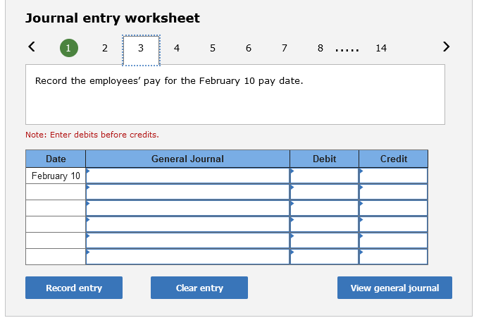 Journal entry worksheet 456 Record the employee pay | Chegg.com
