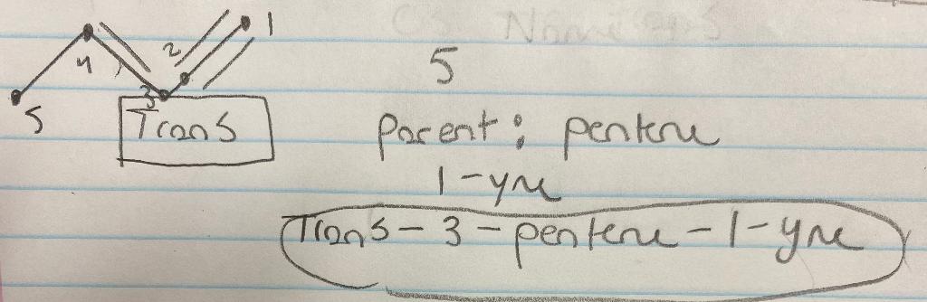 Solved Parent: pentere 1sin5−3−pentere−1−yne1−yu | Chegg.com
