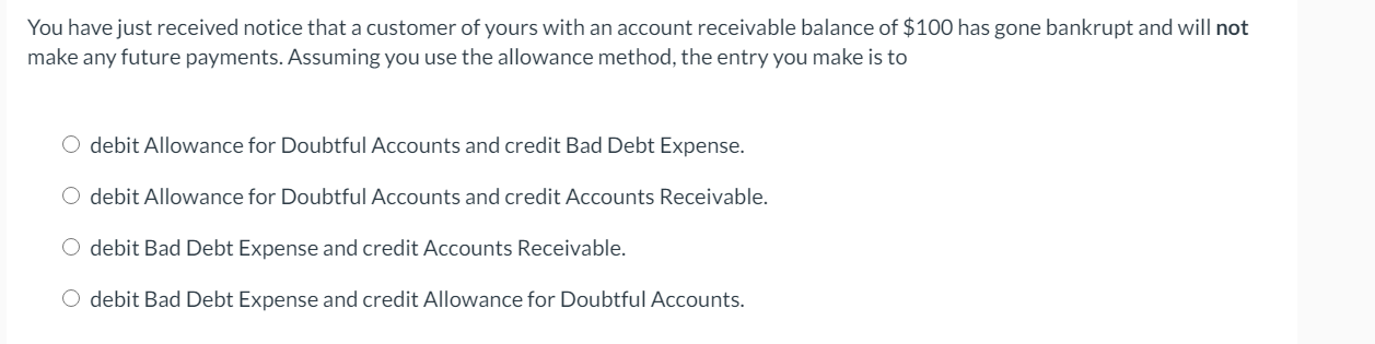 Solved You have just received notice that a customer of | Chegg.com