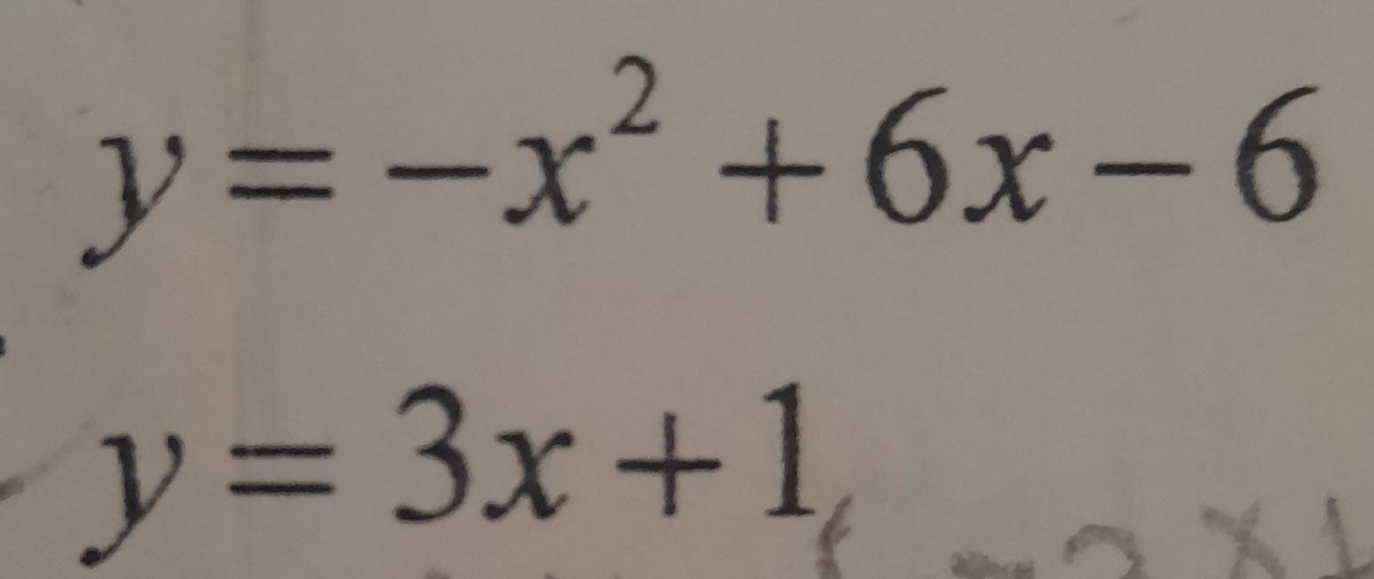 Solved y=-x? +6x - 6 y=3x+1) | Chegg.com