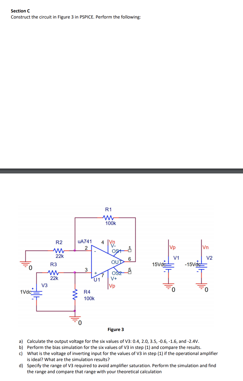 Solved Lab 8 Operational Amplifier Section A Construct the | Chegg.com