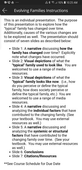 Solved ll 93 % 10:25 AM Evolving Families Instructions This | Chegg.com
