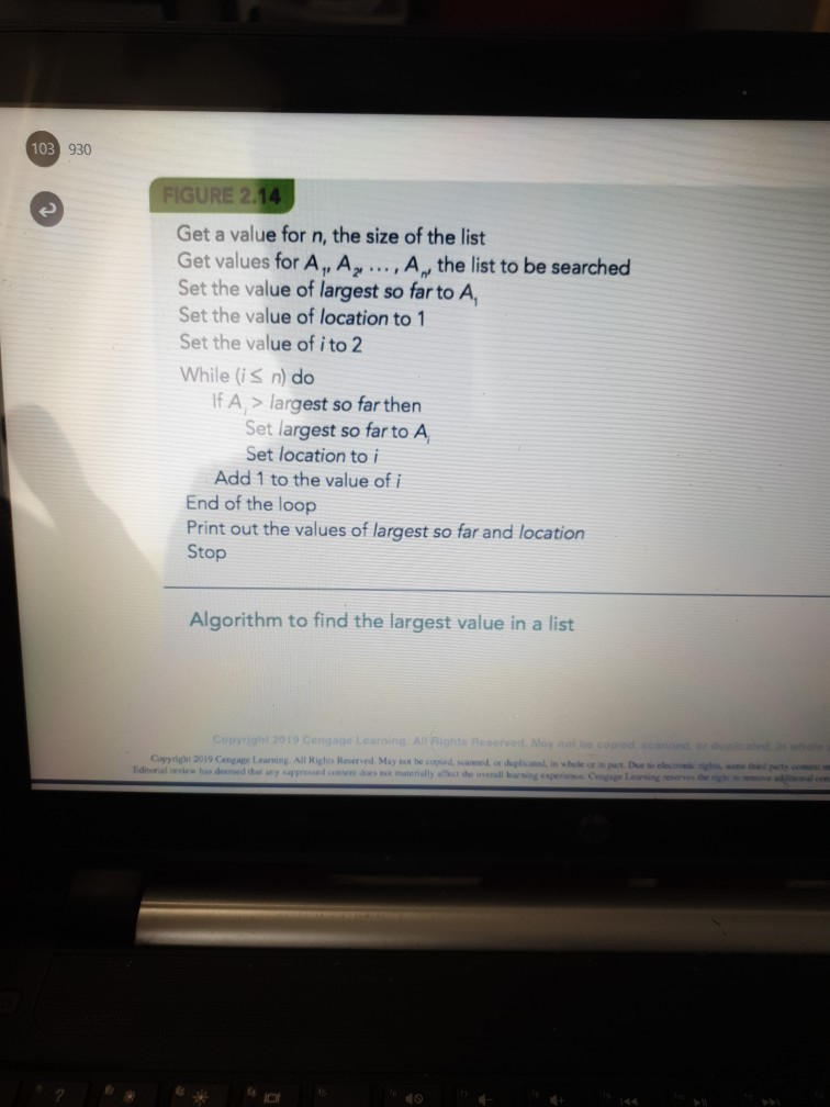 Solved 5 Marks Looking At The Find Largest Algorithm As