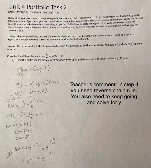 Solved Unit 4 Portfolio Task 2 CALCULATOR IS ALLOWED FOR | Chegg.com