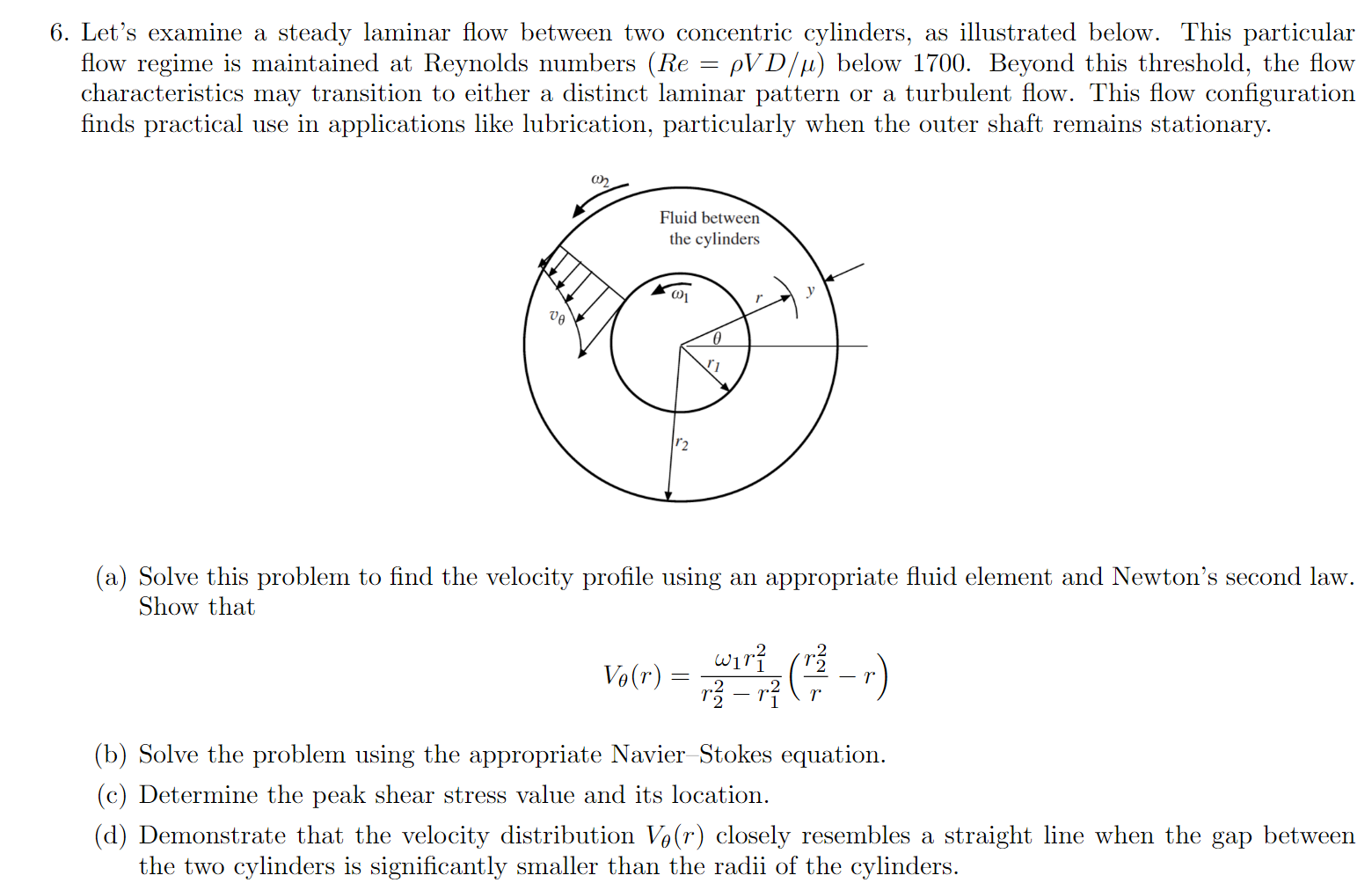 Solved 6. Let's examine a steady laminar flow between two | Chegg.com