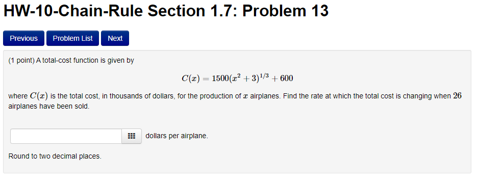 Solved HW-10-Chain-Rule Section 1.7: Problem 13 Previous | Chegg.com