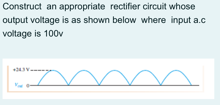 Solved Construct an appropriate rectifier circuit whose | Chegg.com