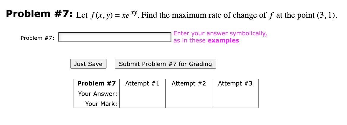Solved Problem \#7: Let f(x,y)=xexy. Find the maximum rate | Chegg.com