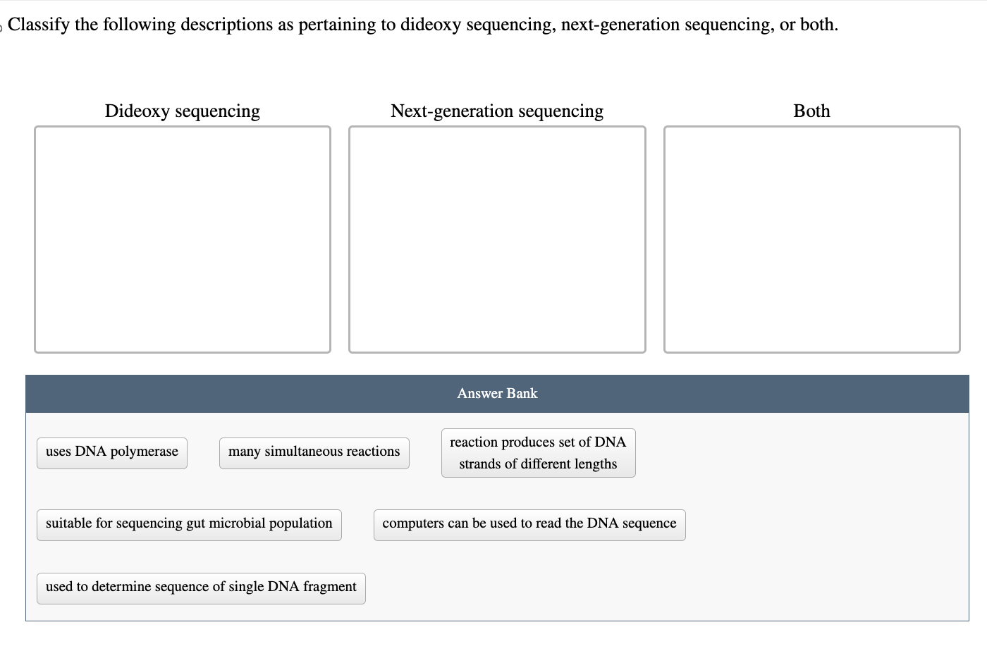 Solved Classify the following descriptions as pertaining to | Chegg.com