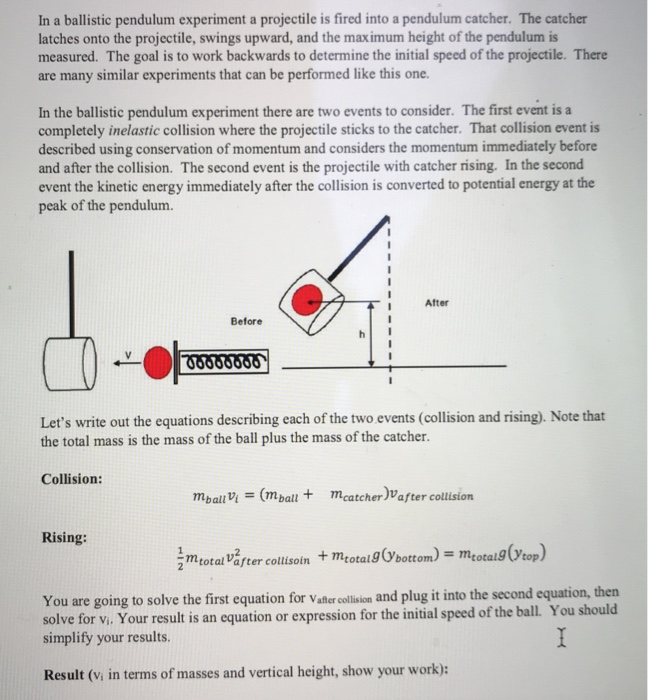 Solved In a ballistic pendulum experiment a projectile is | Chegg.com